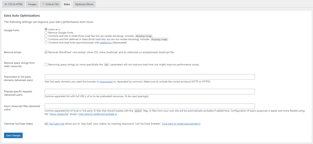 Configuring Autoptimize - Documentation