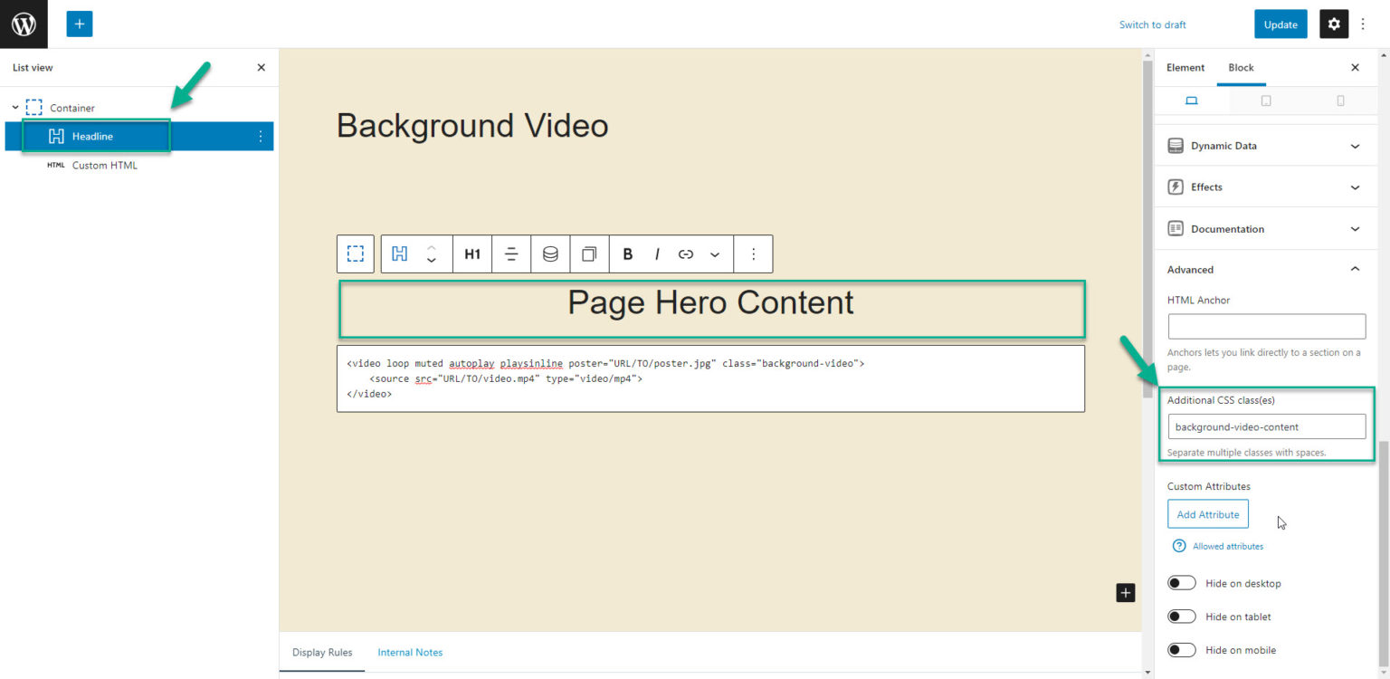 Background Video - Documentation